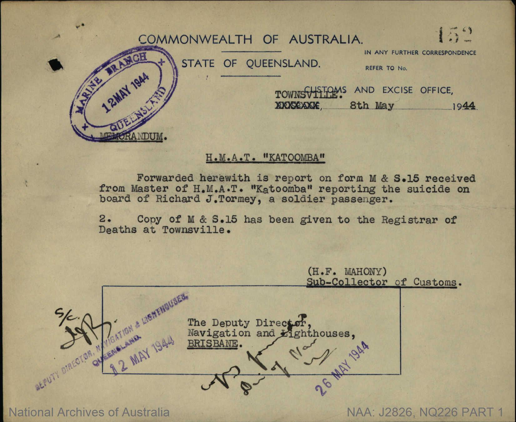 Virtual War Memorial | Richard Joseph TORMEY