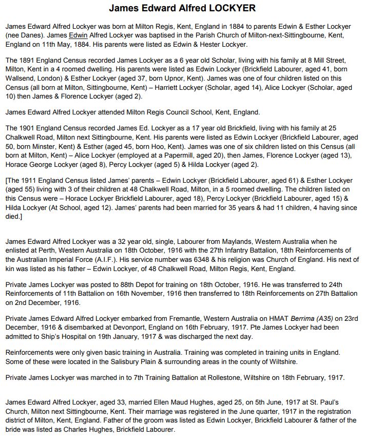 Virtual War Memorial | James Edward Alfred LOCKYER