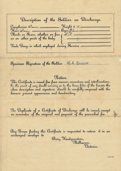 Virtual War Memorial | Henry Roderick (Harry or Stoody) BESIER