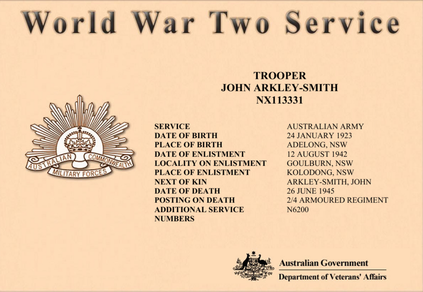 Virtual War Memorial | John ARKLEY-SMITH