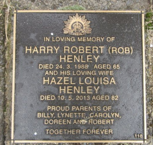 Virtual War Memorial | Harry Robert (Rob) HENLEY